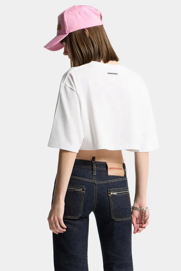 Dsquared2 Iconique Cropped Logo T-shirt - White
