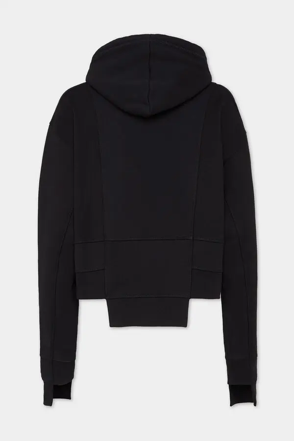 Dsquared2 Black Icon Patchwork Cropped Hoodie