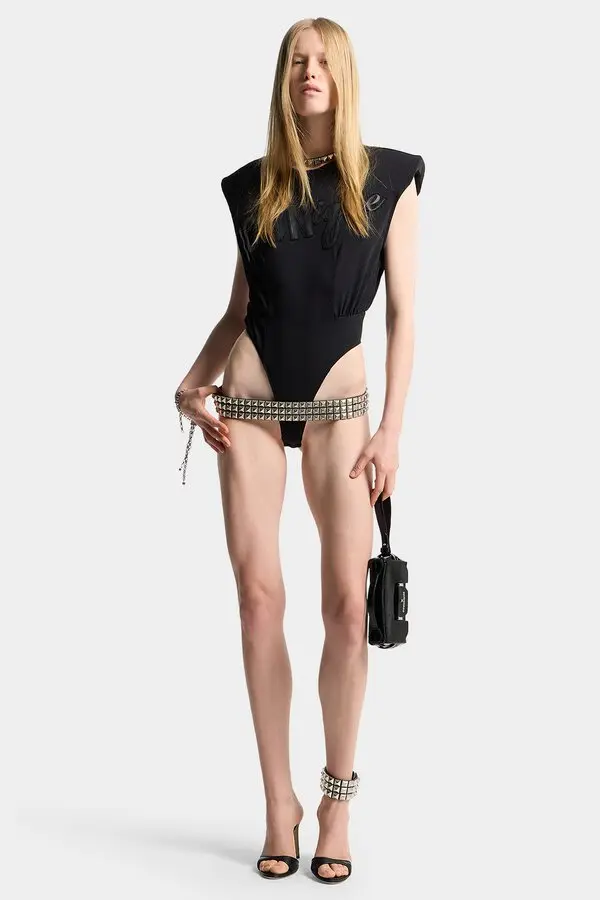 Dsquared2 Iconique Logo Cotton Bodysuit - Black
