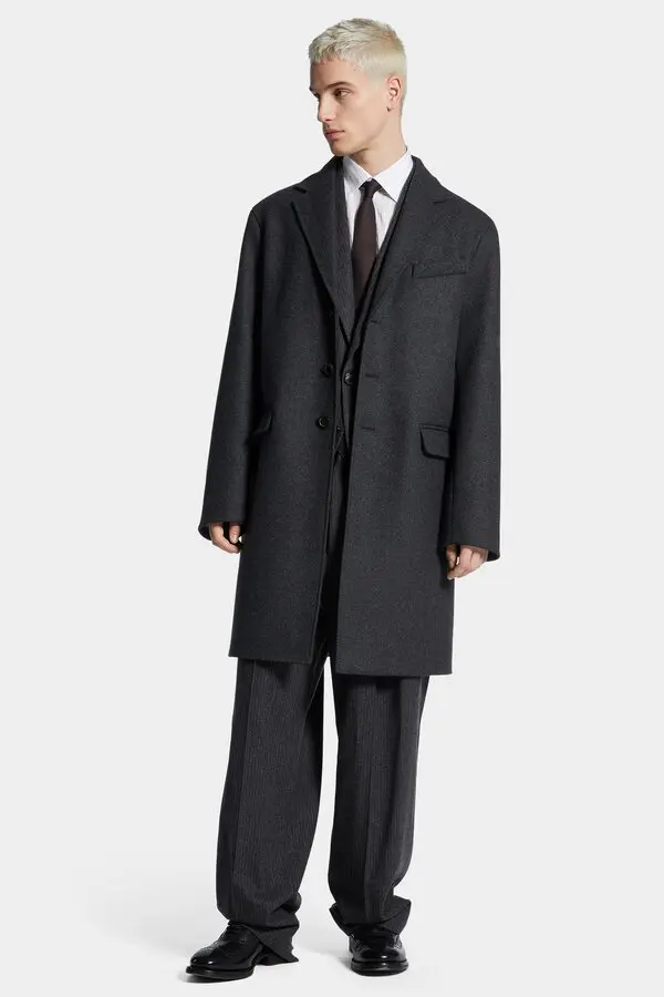 Dsquared2 Wool Felt Tailored Coat - Grey