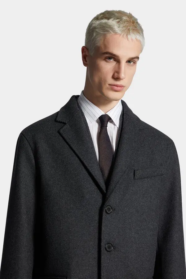 Dsquared2 Wool Felt Tailored Coat - Grey