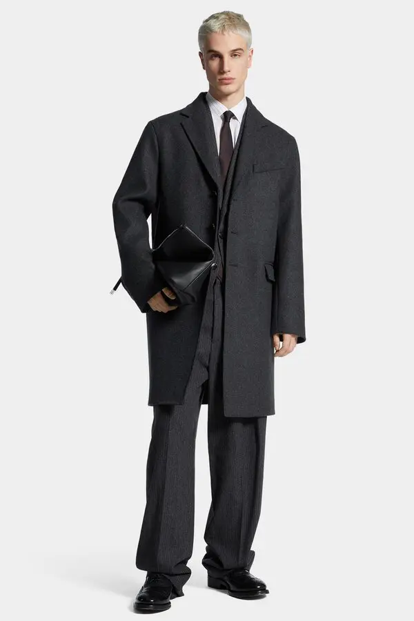 Dsquared2 Wool Felt Tailored Coat - Grey