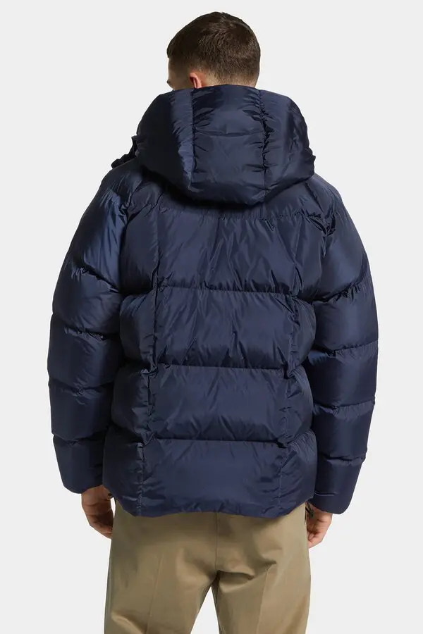 Dsquared2 Quilted Down Jacket With Drawstring Hood And Hem - Blue