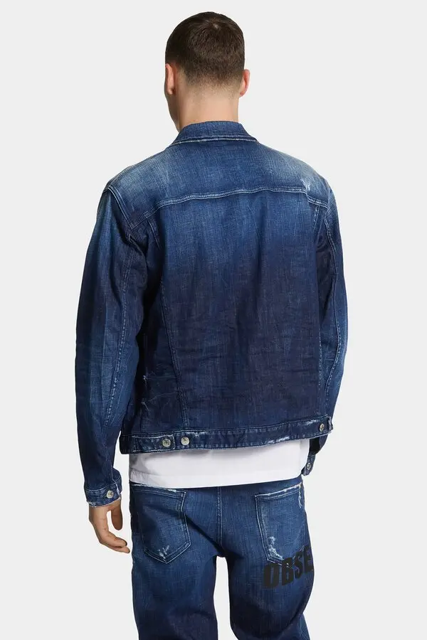 Dsquared2 Distressed Printed Denim Jacket