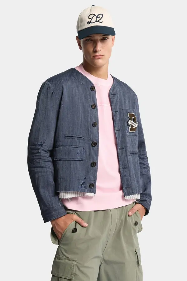 Dsquared2 Distressed Raw-cut Collarless Jacket