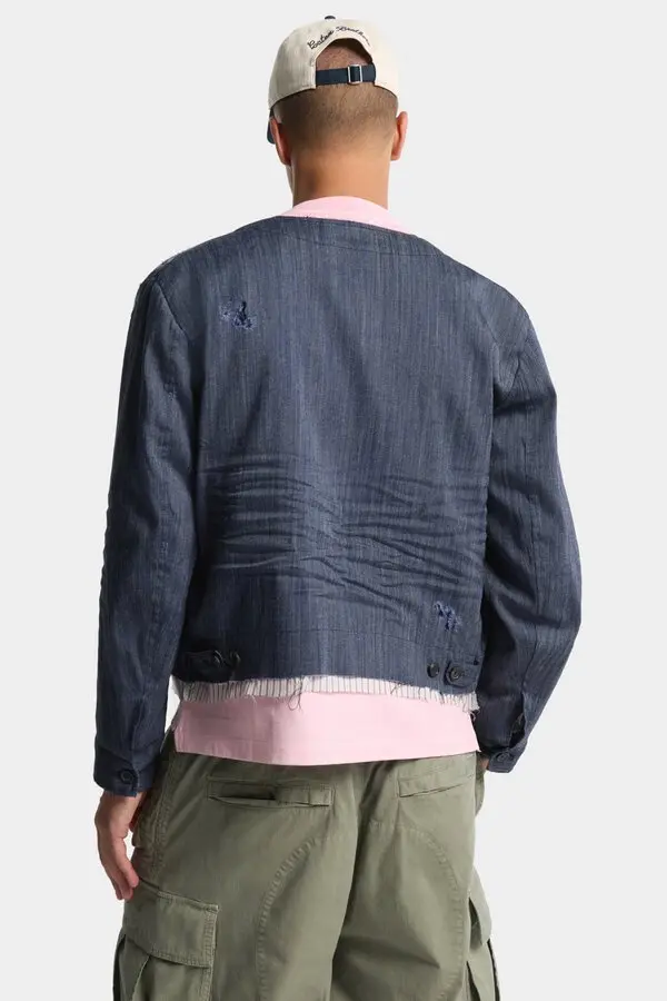 Dsquared2 Distressed Raw-cut Collarless Jacket