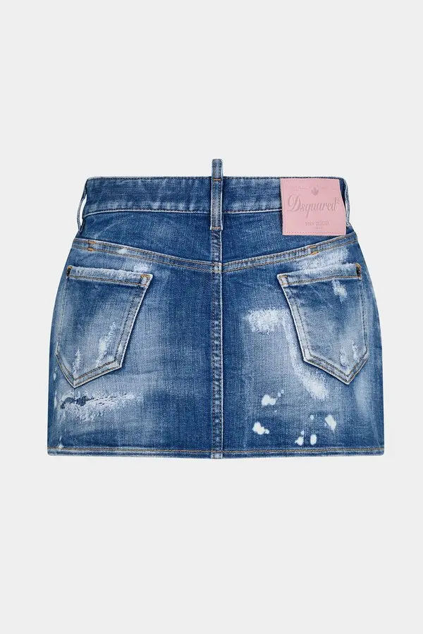 Dsquared2 Medium Wash Distressed Denim Mini Skirt