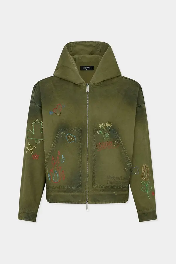 Dsquared2 Handmade Scribbles Hooded Kaban