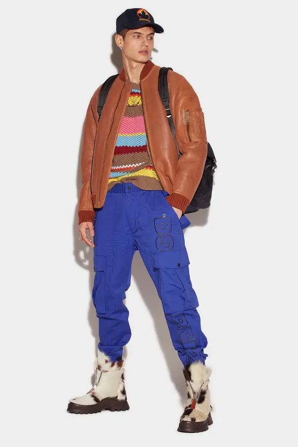 Dsquared2 Leather Bomber Jacket - Red