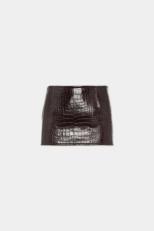 Dsquared2 Croco Leather Mini Skirt - Brown