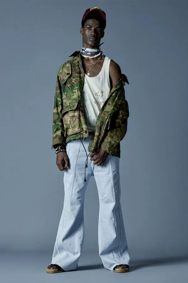 Dsquared2 Camouflage Parka With Embellishments And Graffiti Print