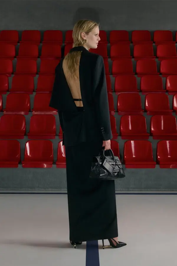 Dsquared2 Wrap Skirt In Granité Wool With Leather Straps