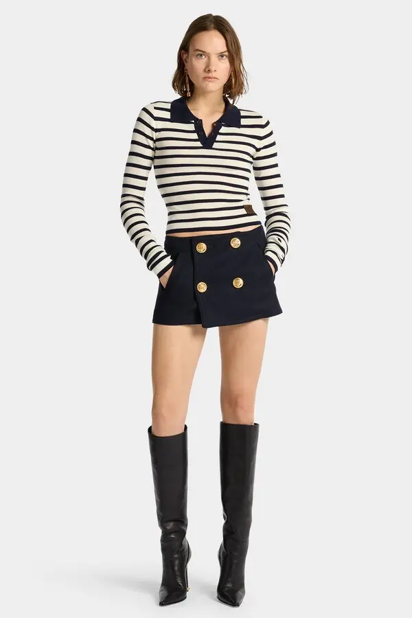 Dsquared2 Hybrid Peacoat Wrap Mini Skirt