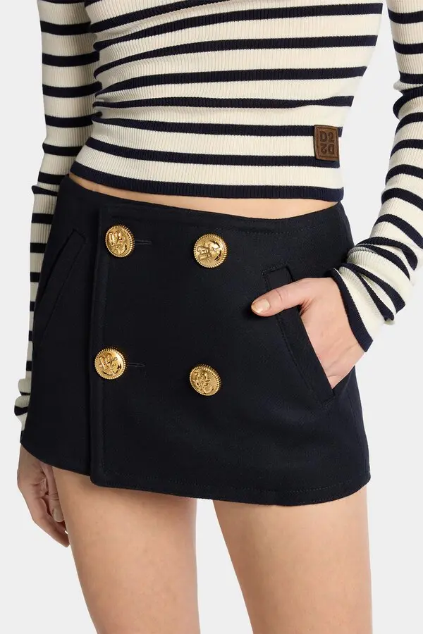 Dsquared2 Hybrid Peacoat Wrap Mini Skirt