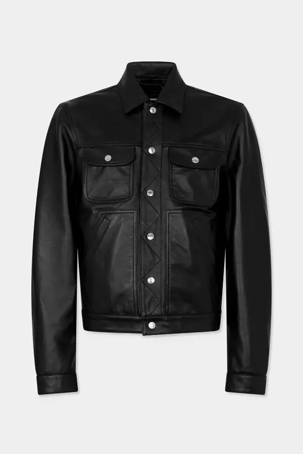 Dsquared2 Leather Boxy Jacket - Black