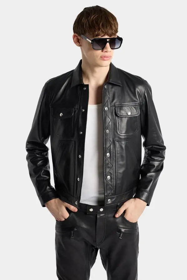 Dsquared2 Leather Boxy Jacket