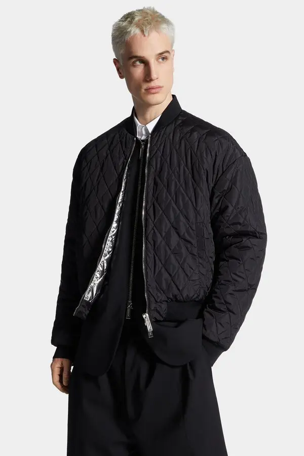 Dsquared2 Mixed Bomber And Wool Insert Jacket