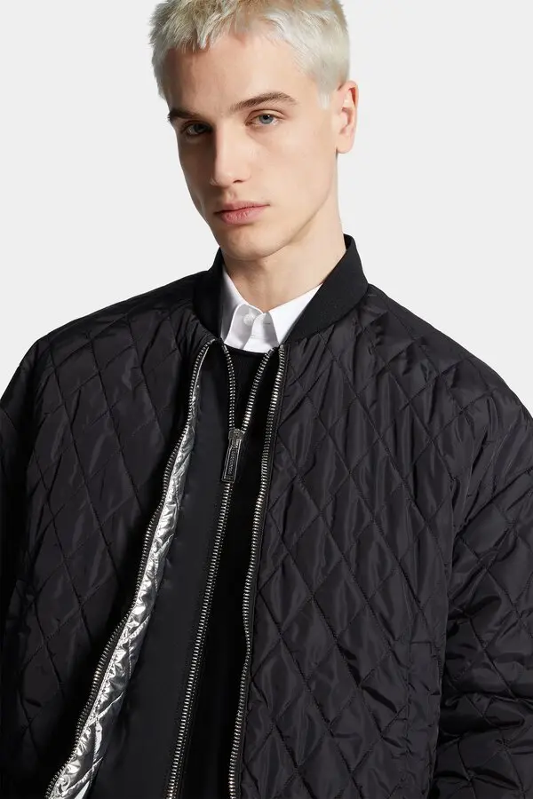 Dsquared2 Mixed Bomber And Wool Insert Jacket