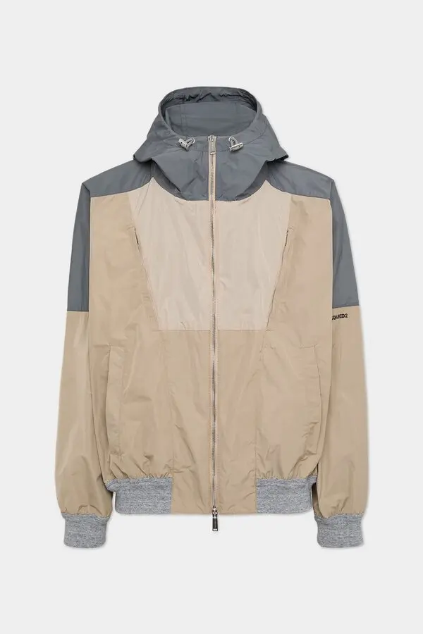 Dsquared2 Color-blocked Hooded Bomber Jacket - Black