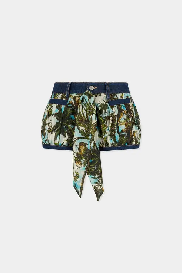 Dsquared2 Monkey Business Denim Mix Balloon Hot Pants