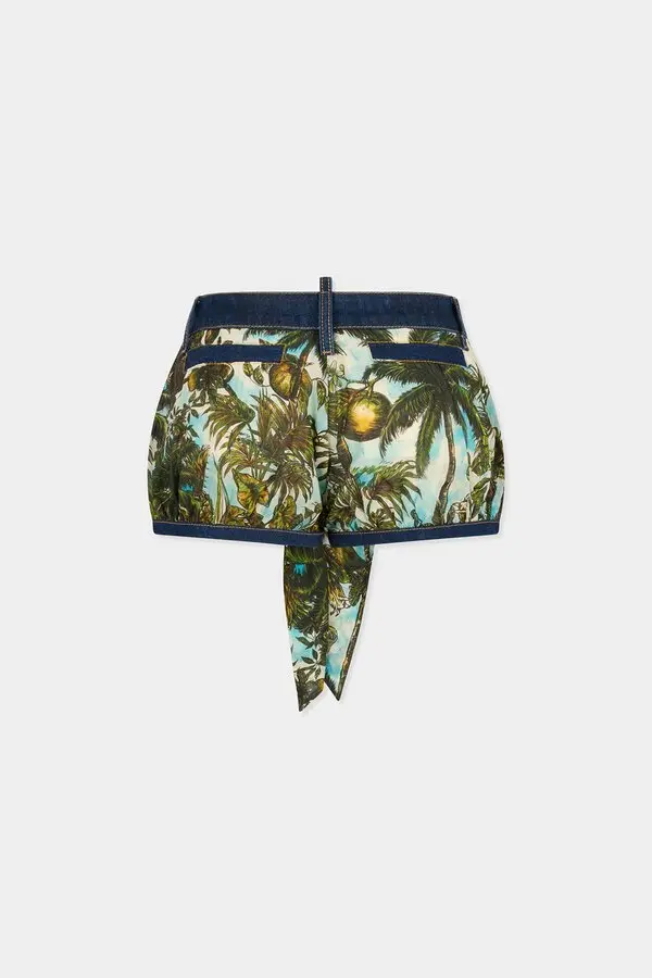 Dsquared2 Monkey Business Denim Mix Balloon Hot Pants - Blue