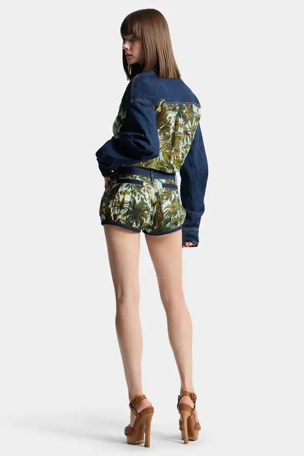 Dsquared2 Monkey Business Denim Mix Balloon Hot Pants - Blue
