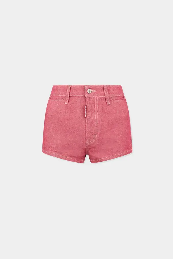 Dsquared2 Oxford Denim High Waisted Hot Pants - Red