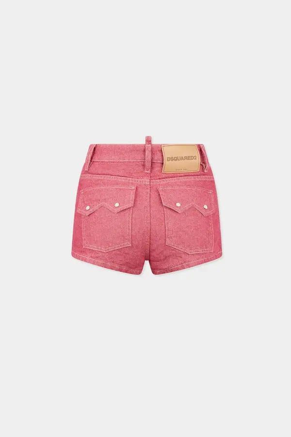 Dsquared2 Oxford Denim High Waisted Hot Pants - Red