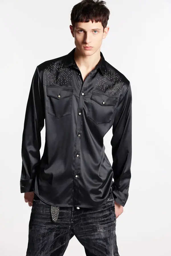 Dsquared2 Embellished Satin Shirt - Black