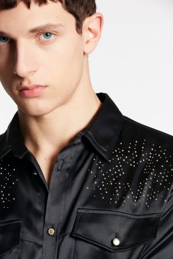 Dsquared2 Embellished Satin Shirt - Black