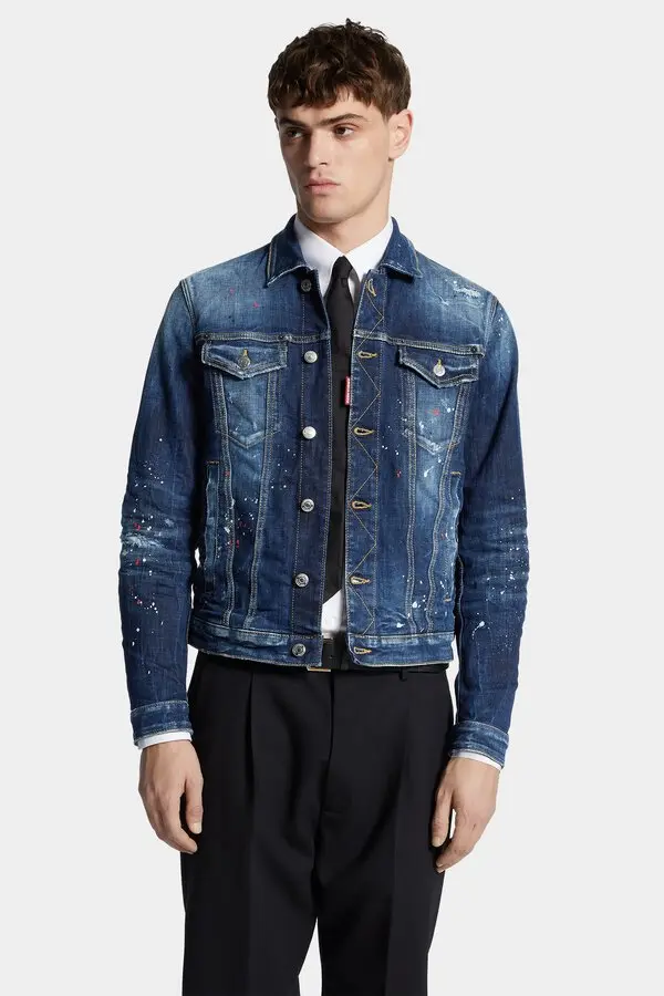 Dsquared2 Dan Distressed Denim Trucker Jacket