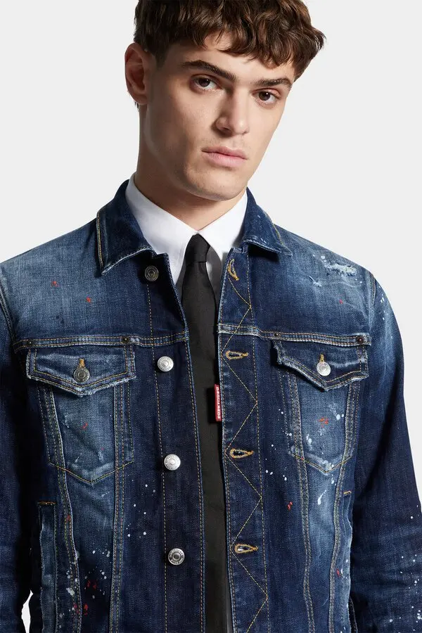 Dsquared2 Dan Distressed Denim Trucker Jacket