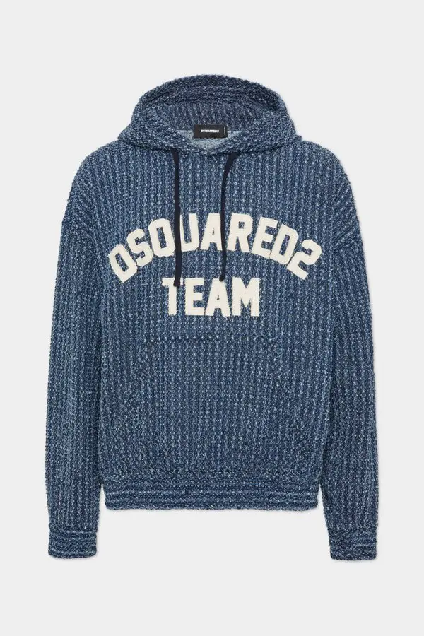 Dsquared2 Denim Effect Hoodie With Team Patches