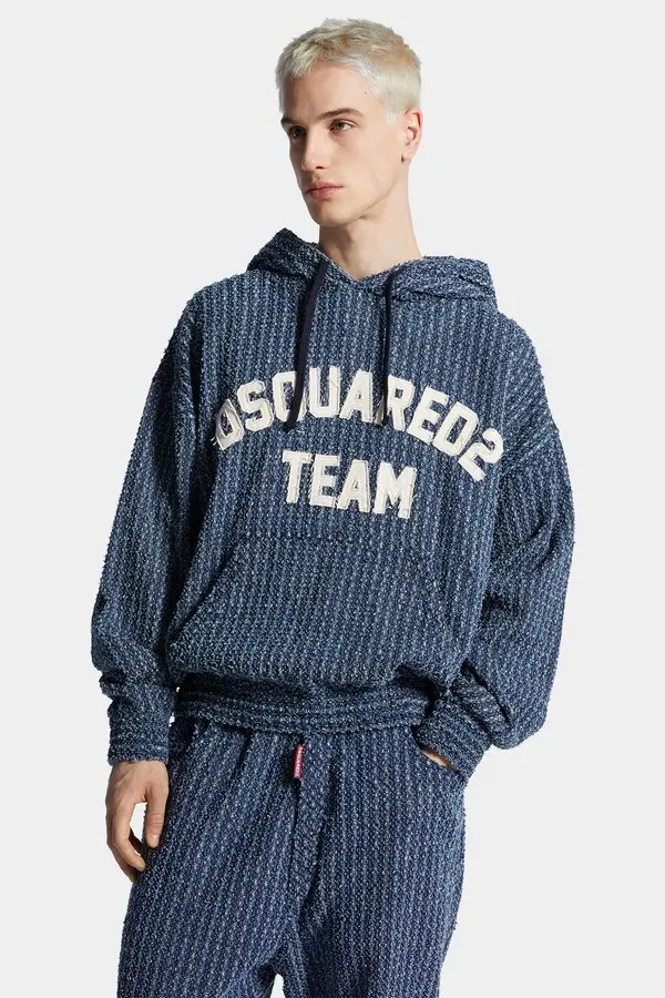 Dsquared2 Denim Effect Hoodie With Team Patches