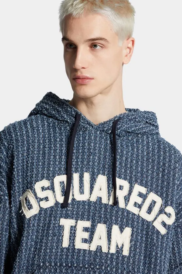 Dsquared2 Denim Effect Hoodie With Team Patches