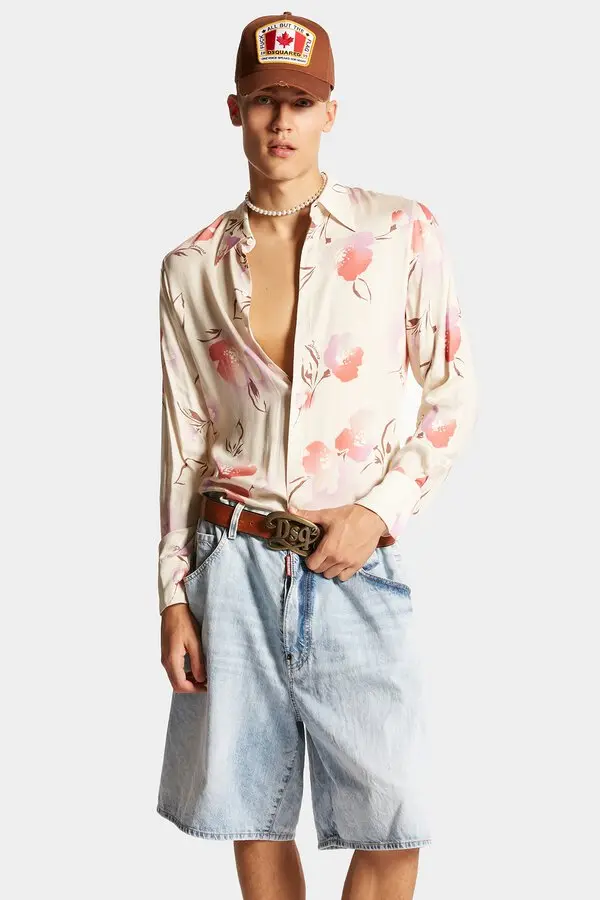 Dsquared2 Fly Flowers 70's Viscose Shirt