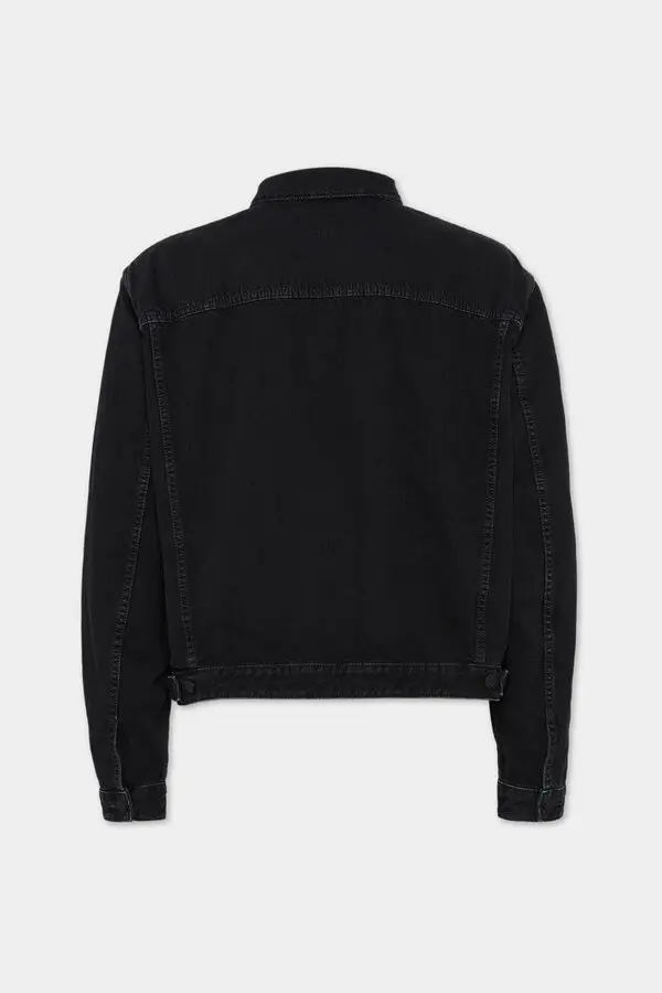 Dsquared2 Oversized Denim Jacket With Leather Pocket Detail