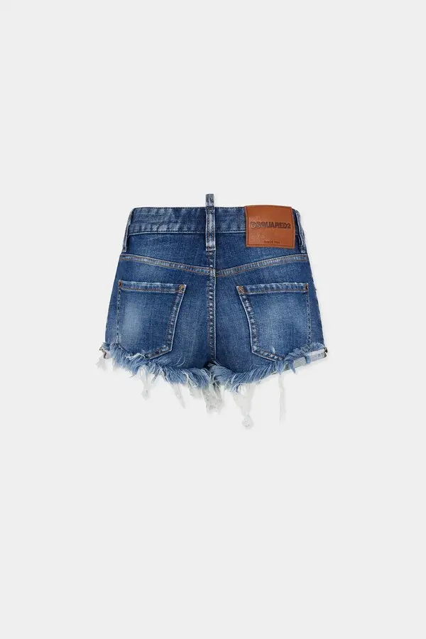 Dsquared2 Medium Wash Distressed Denim Hot Pants