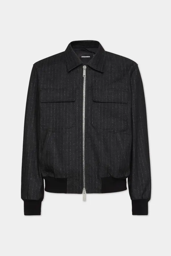 Dsquared2 Denim Pinstripe Blouson - Black
