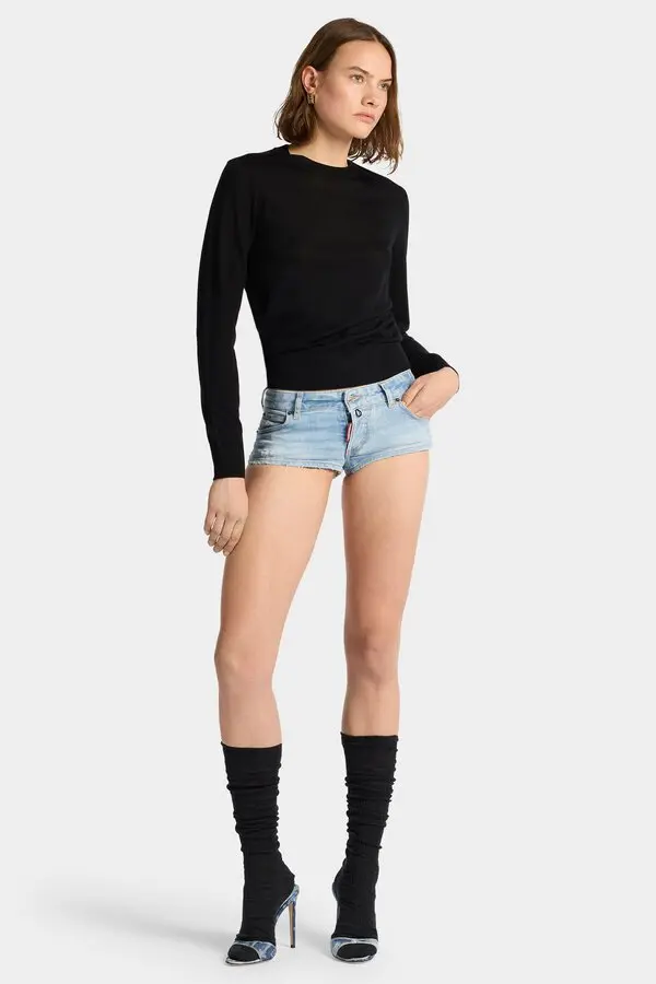Dsquared2 Bleached Stretch Denim Hot Pants