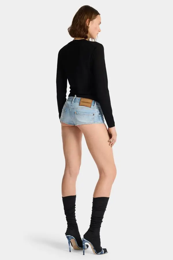 Dsquared2 Bleached Stretch Denim Hot Pants