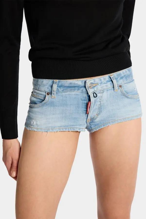 Dsquared2 Bleached Stretch Denim Hot Pants