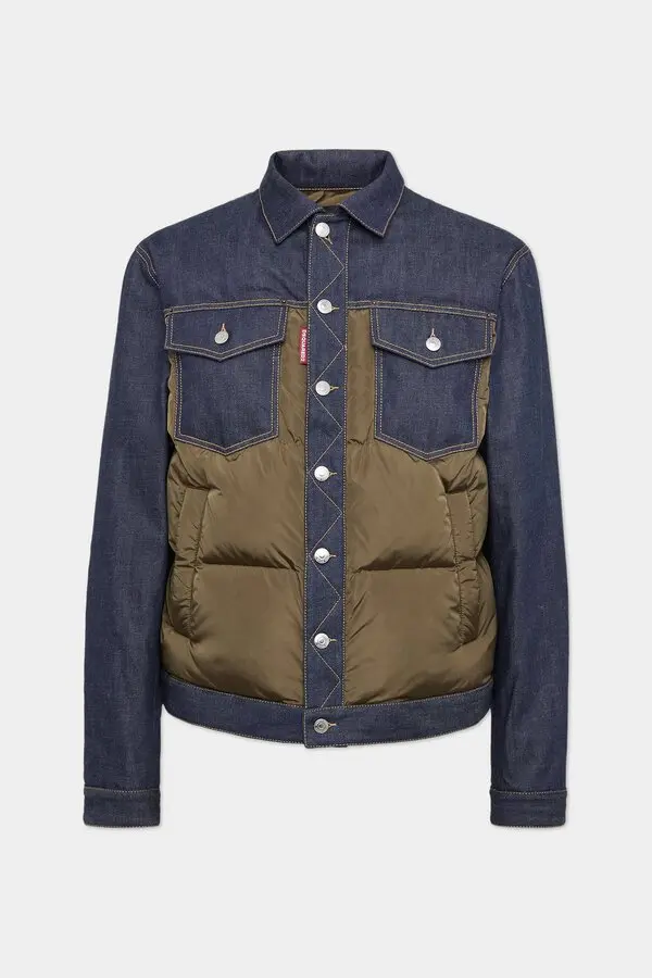 Dsquared2 Hybrid Puffer Denim Jacket - Black