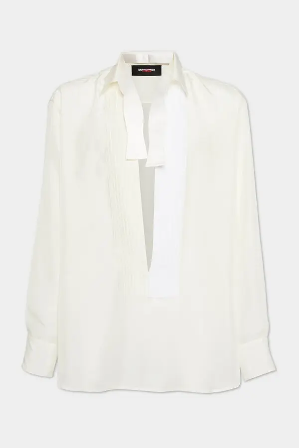 Dsquared2 Magliano X Silk Tux Notch Shirt - Beige