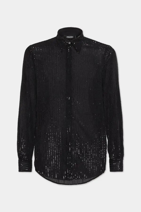 Dsquared2 Sequin Pinstripe Shirt - Black
