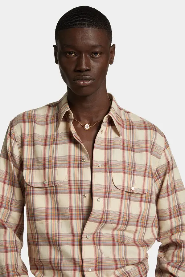 Dsquared2 Dean Vintage Checked Shirt With Lamé Yarn