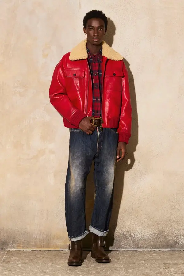 Dsquared2 Leather Aviator Bomber