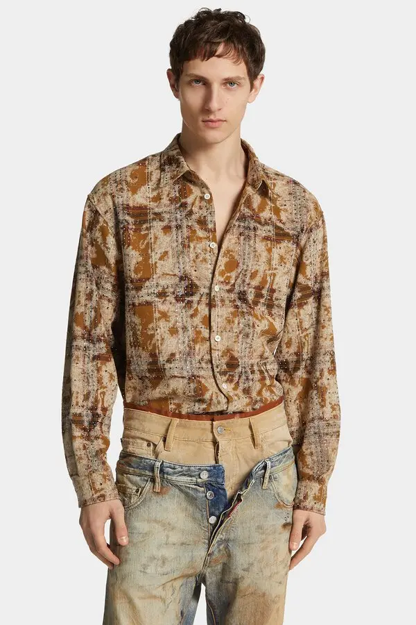 Dsquared2 Bleached Sparkly Checked Shirt
