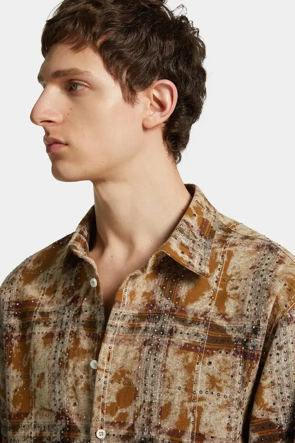 Dsquared2 Bleached Sparkly Checked Shirt