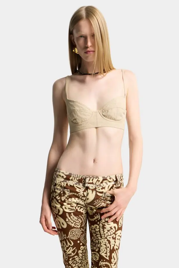 Dsquared2 Oxford Denim Bra Top - Black